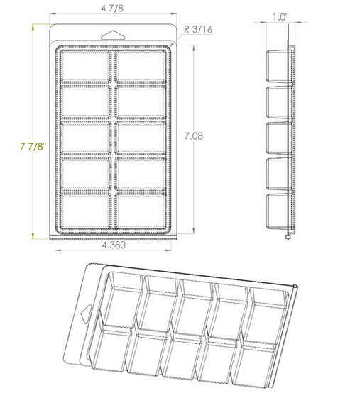 10 Cavity Clamshell (7 7/8" x 4 7/8" x 1") – blisterspack